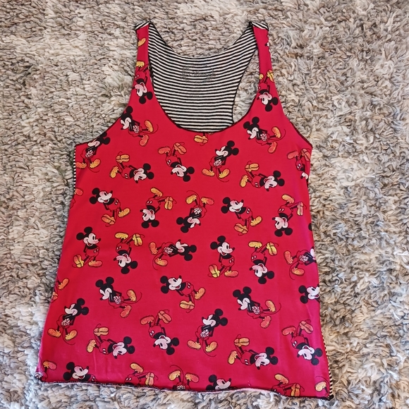 Disney | Tops | Disney Mickey Mouse Stripes Mix Print Tank Front Print ...